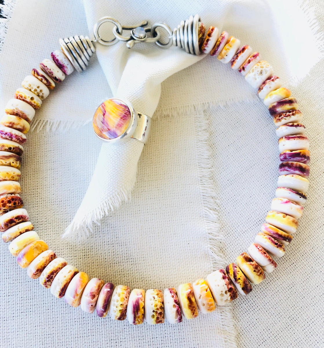 Yellow & Purple Spiny Oyster Shell Ring – Luchia Fine Jewelry
